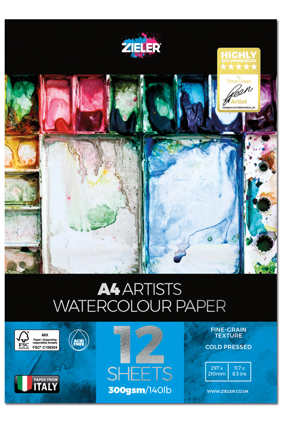 A4 Watercolour Paper Gummed Pad – 300gsm, 12 sheets – Chartpak Factory ...
