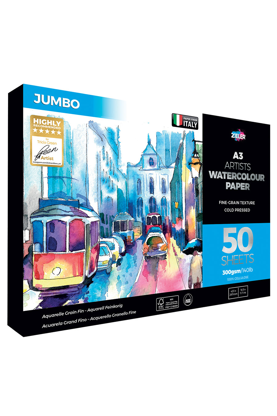 A3 Artists Watercolour Paper Fine Grain Texture Jumbo 50 sheets ...