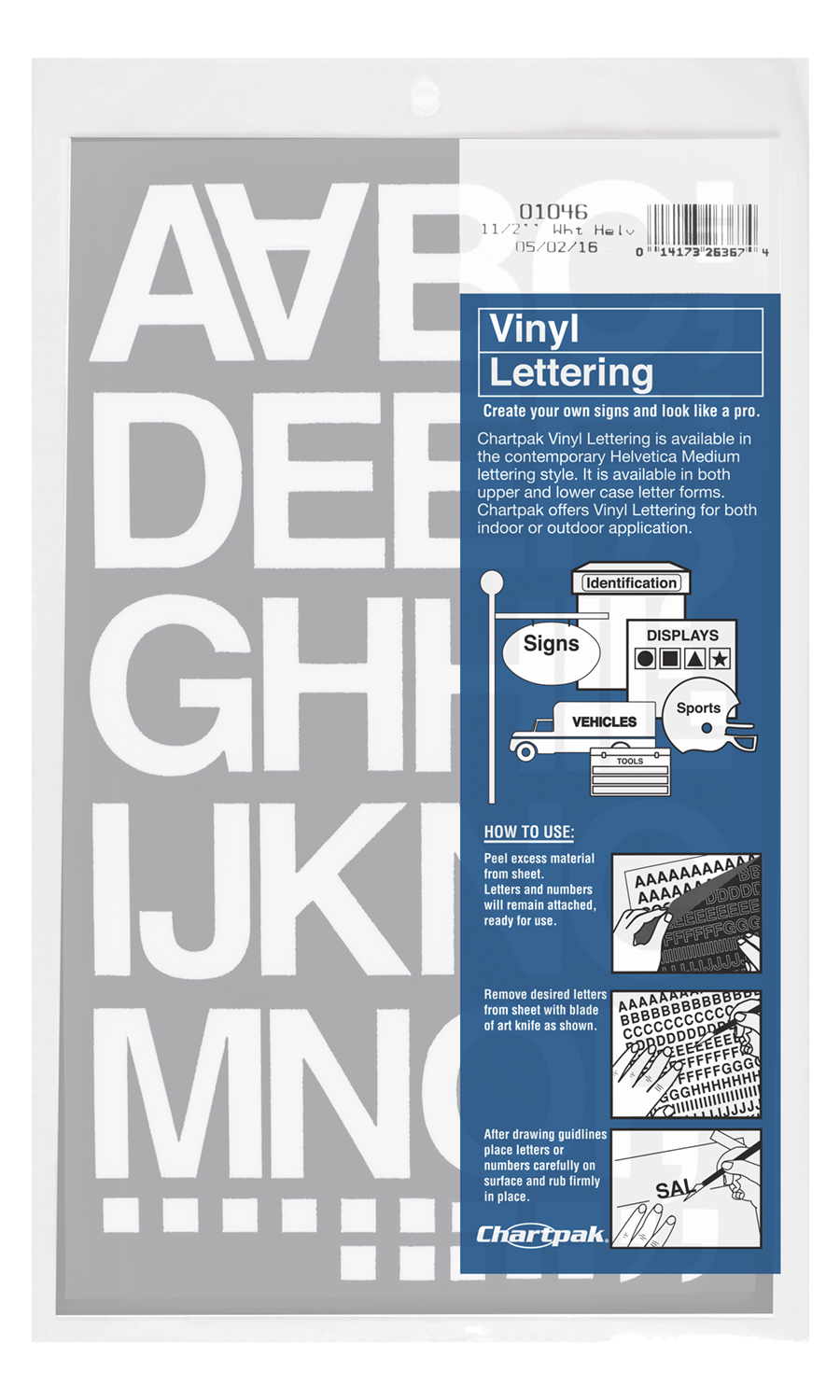 Chartpak 1-1/2" Wht Vinyl Capital Letters & Numbers – Chartpak Factory ...