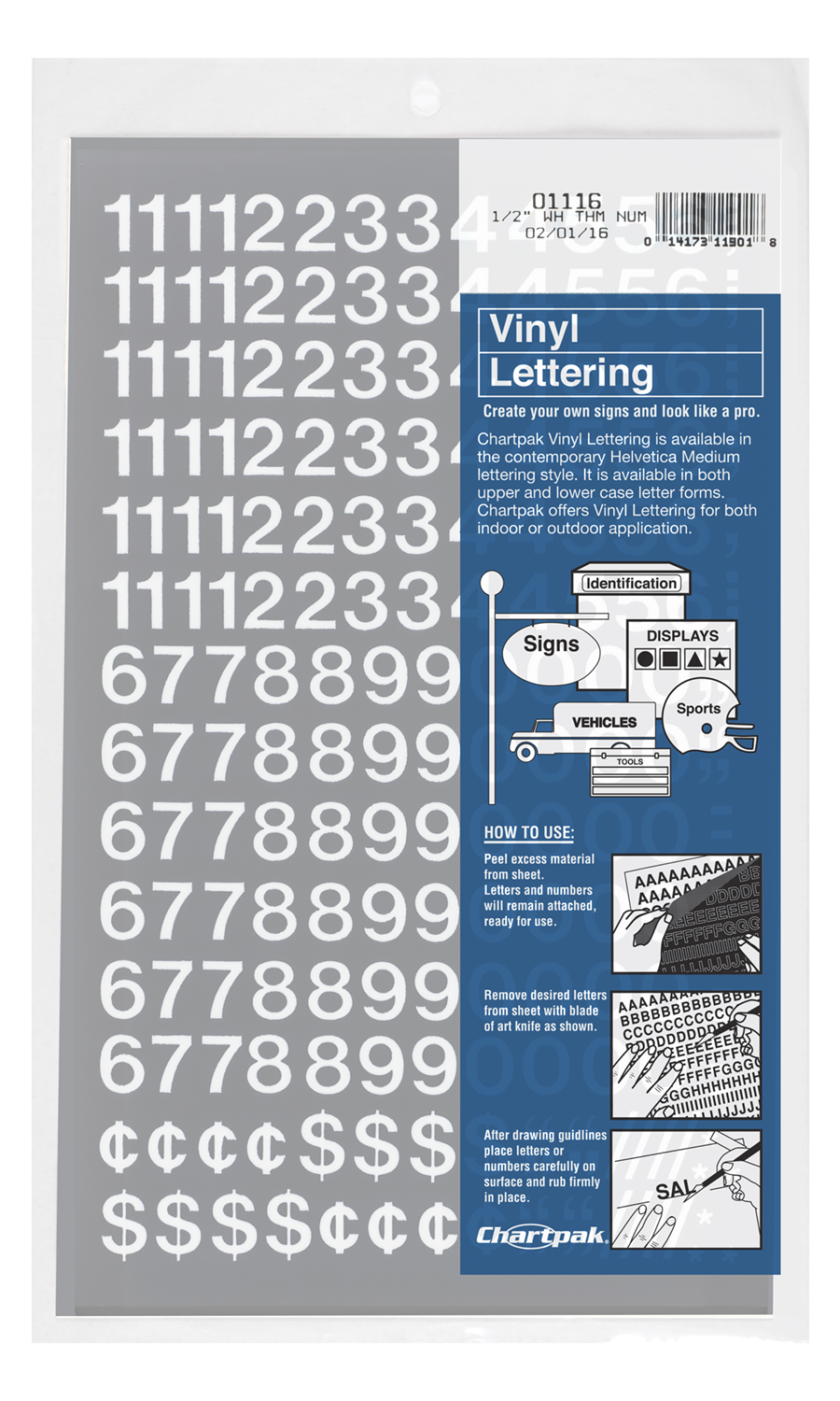 Chartpak 1/2" White Vinyl Numbers – Chartpak Factory Store