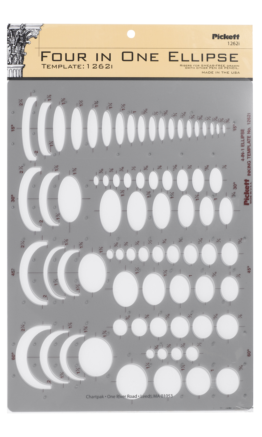 Pickett Four-In-One Ellipse Template – Chartpak Factory Store