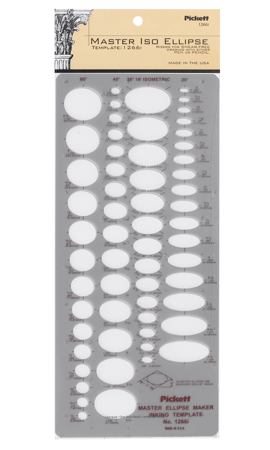 Pickett Master Isometric Ellipse Template – Chartpak Factory Store