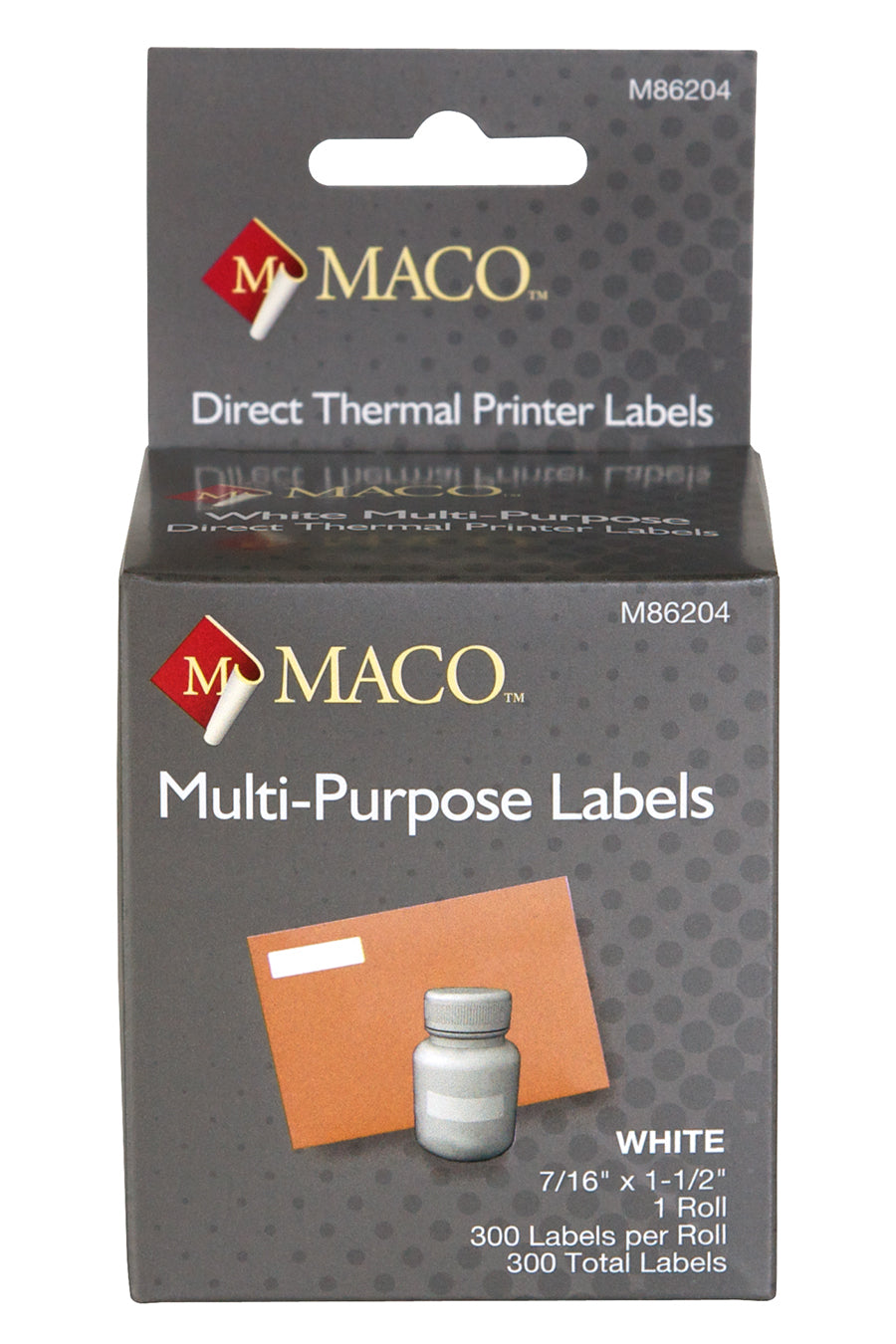 Direct Thermal White Multi-Purpose Labels, 7/16" x 1-1/2", 300/Roll, 3 ...